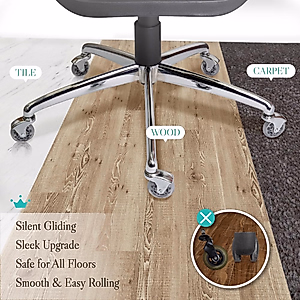 Office Chair Caster Wheels 2.5 Inch, Roller Blade Wheels Replacement Rubber Chair Casters for Hardwood Floors and Carpet, Set of 5 (Chrome Bracket/Grey/Clear)