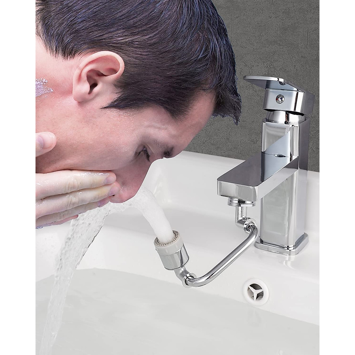 Hibbent 1080° Rotatable Faucet Extender, Swivel Faucet Aerator, Metal Faucet Attachment Dual Function Kitchen Bathroom Sink Sprayer Attachment for Gargle/Eye/Face Washing 15/16'' Male Thread