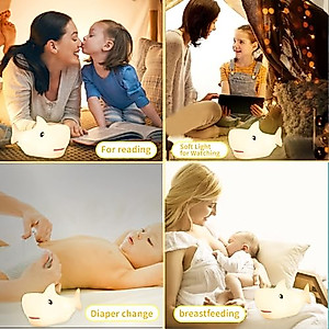 LOVERUIS Cute Night Light for Kids Cute Shark Lamp, Animal Lamp 7 Color Lamp Nightlights Birthday Christmas Gift for Children with USB Rechargeable,Kids Silicone Lamp Kawaii Room Decor