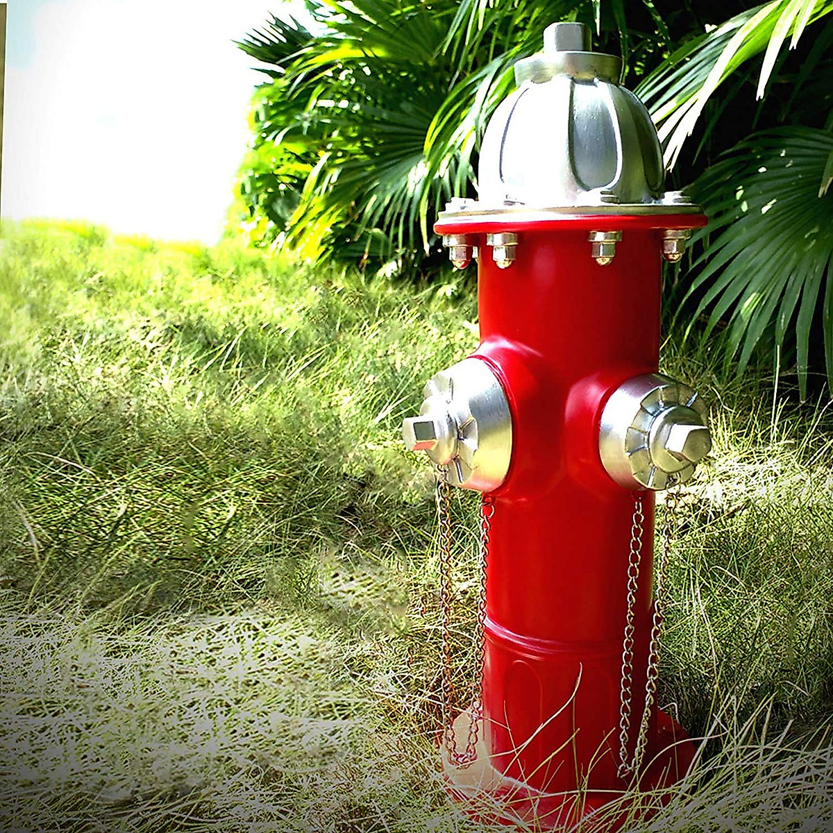 Choies Dog Fire Hydrant Statue with 4 Stake,Puppy Pee Post Training Statue,Outdoor Large Fire Hydrant Statue Garden Patio Ornament Decorations 14.5 inch Tall