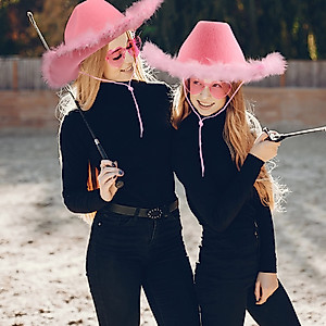 Rcanedny 4 Pieces Cowboy Hat with 4 Pairs Heart Shaped Sunglasses Cowgirl Hats for Girls Women Halloween Costume Party