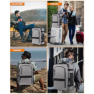 OPOALO Large Carry on Travel Backpack for Men, Business Laptop Backpack Convertible Heavy Duty Tactical Backpack Airplane Approved Waterproof for Travel Hiking Camping Daily (Hard Shell Black)