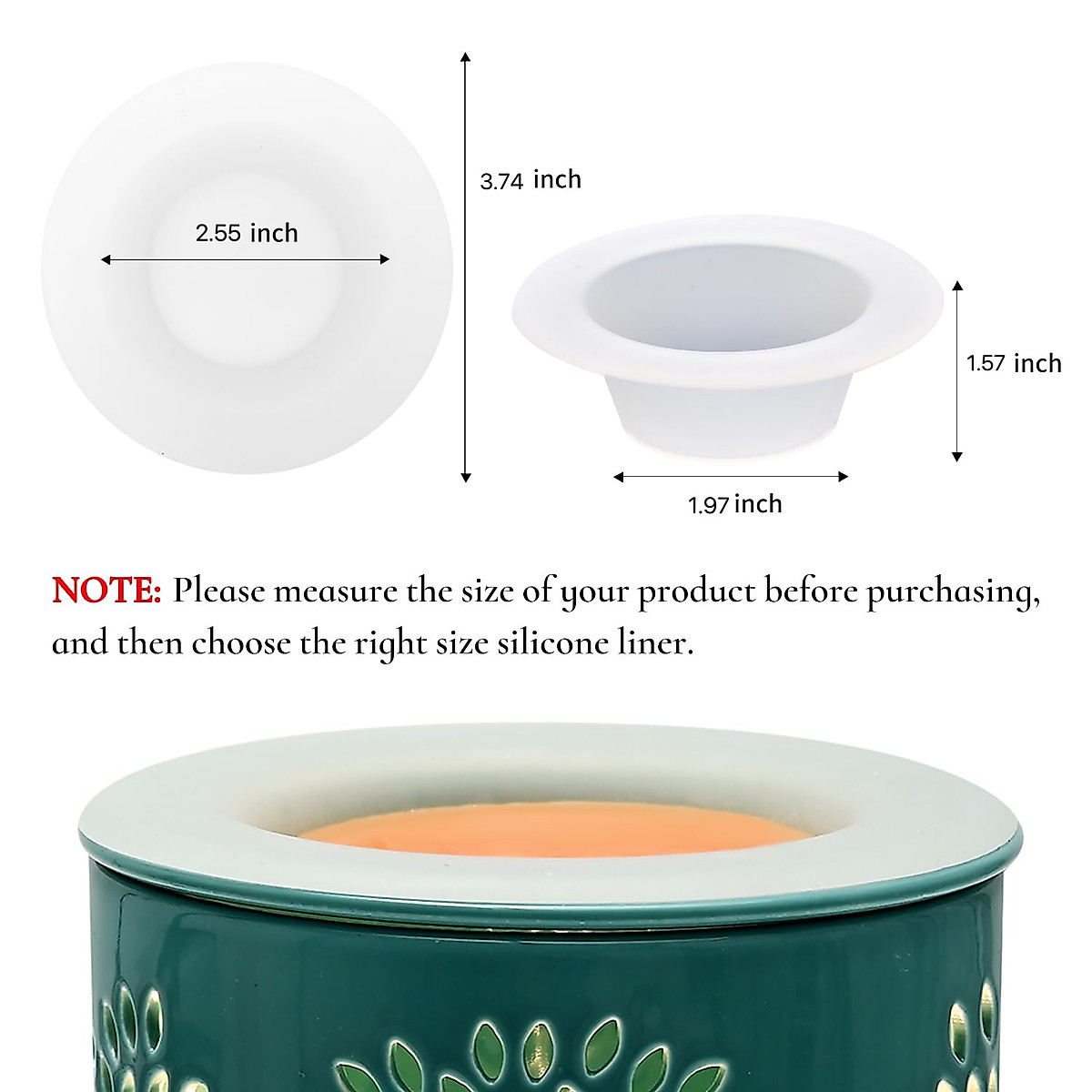 ASAWASA 2 Pcs Wax Warmer Silicone Liner, No Mess, No Scrape Way to Remove Scented Wax, Long Lasting ，Reusable,1.97 inch in bottom diameter Plug in Wax Warmer (Small and medium-size 2pcs) ﻿