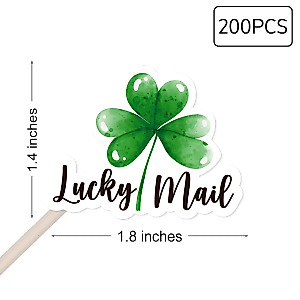 MEYFCLA Lucky Mail Clover Patrick's Day Sticker,Cute Mail Envelopes Stickers for Handmade Goods/Bags Business Packages ,Patrick's Day Theme Small Shop Business Stickers for Envelopes Seals 240 Labels