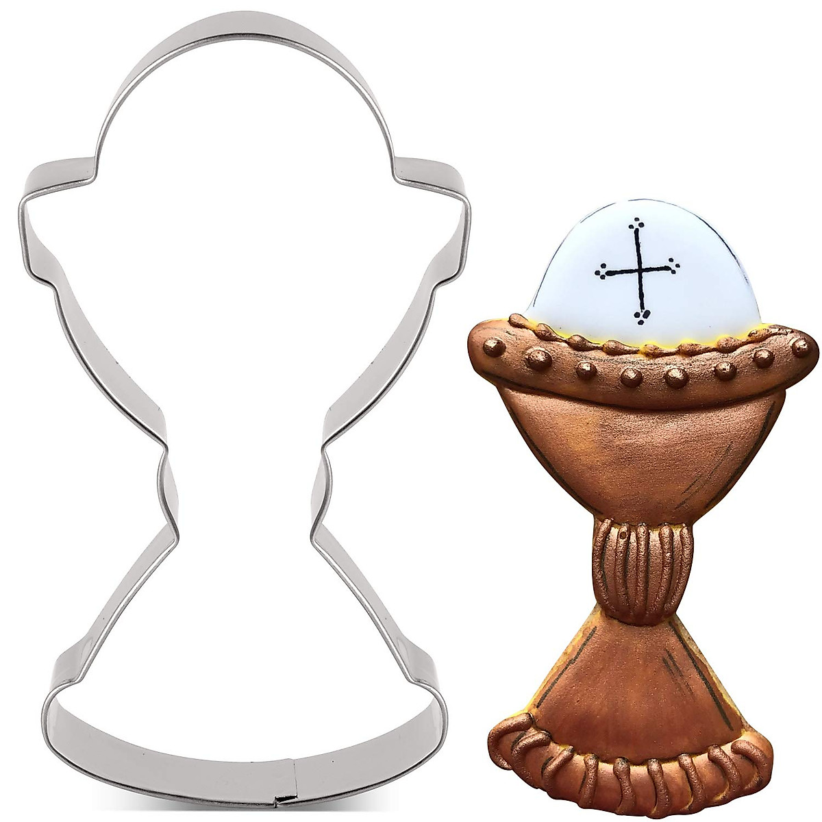 LILIAO Chalice Cookie Cutter Holy Cup Christian Baptism Fondant Biscuit Cutter - 2.3 x 4.1 inches - Stainless Steel