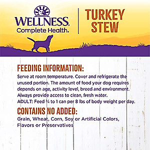 Wellness Thick & Chunky Natural Canned Dog Food, Turkey Stew, 12.5-Ounce Can (Pack of 12)