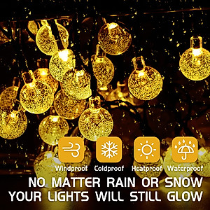 Kitmose Solar String Lights Outdoor Patio Lights,8 Modes 22 FT Christmas Fairy Lights Hanging Lights 50 LED for Balcony Backyard Porch,Solar Powered Auto On/Off (Warm White)