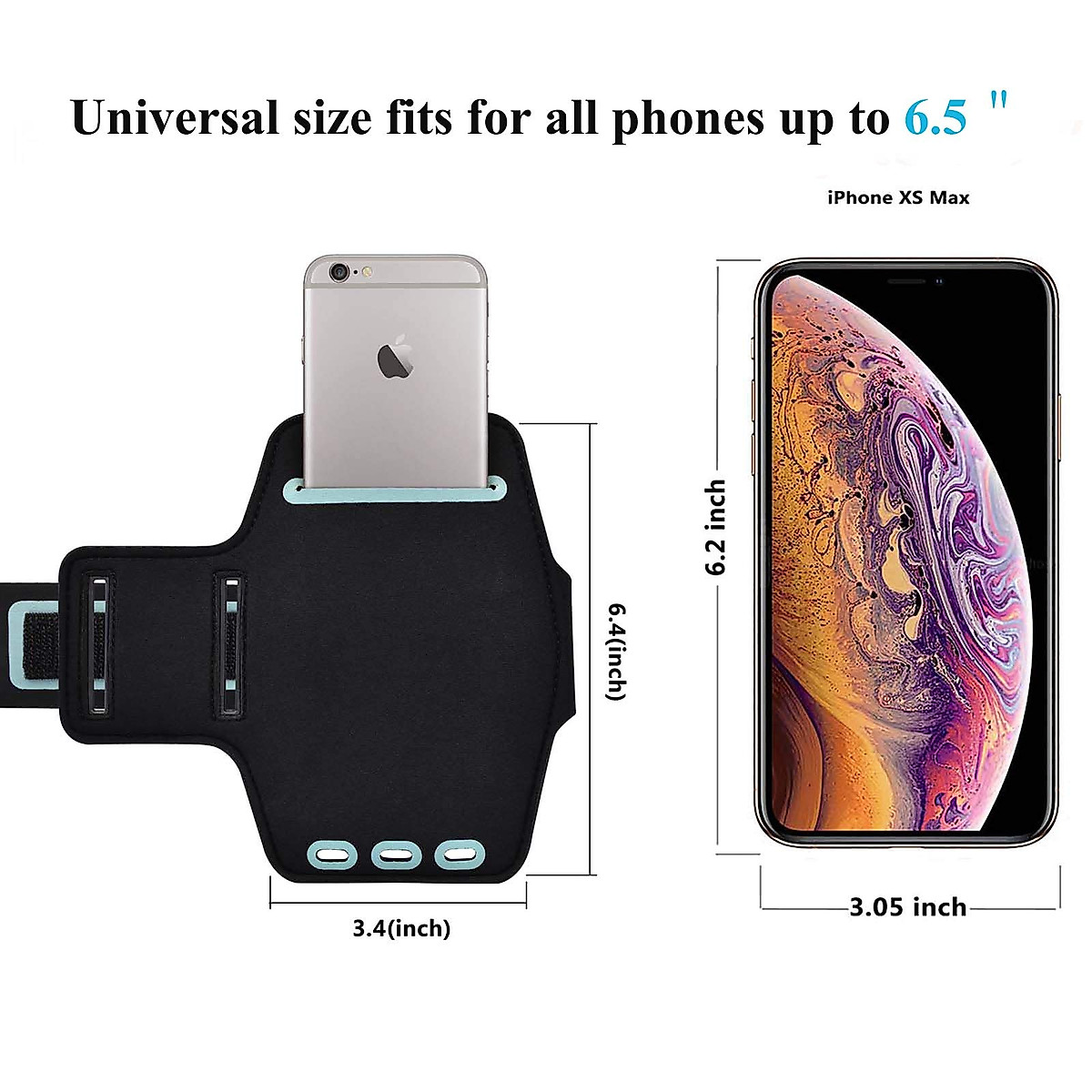 Njjex Cell Phone Armband,[2 Pack] Phone Holder with Adjustable Arm Band & Reflective Border, Sports Running Armband for iPhone X,XS,XR,XS Max,6/7/8 Plus,Galaxy S10,S10E,S10 Plus,S9/S8/S7,Note 9/Note8