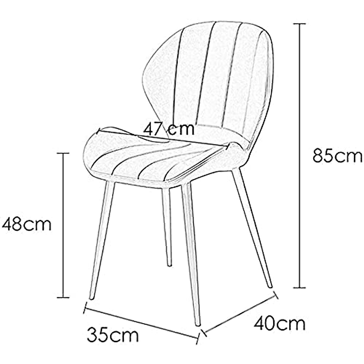 Chairs Chairs Set of 2 Dining Chairs withSeat and Cushioned Backrest Leisure Chairs with Metal Legs for Dining Room and Dining Chairs (Color:Green)