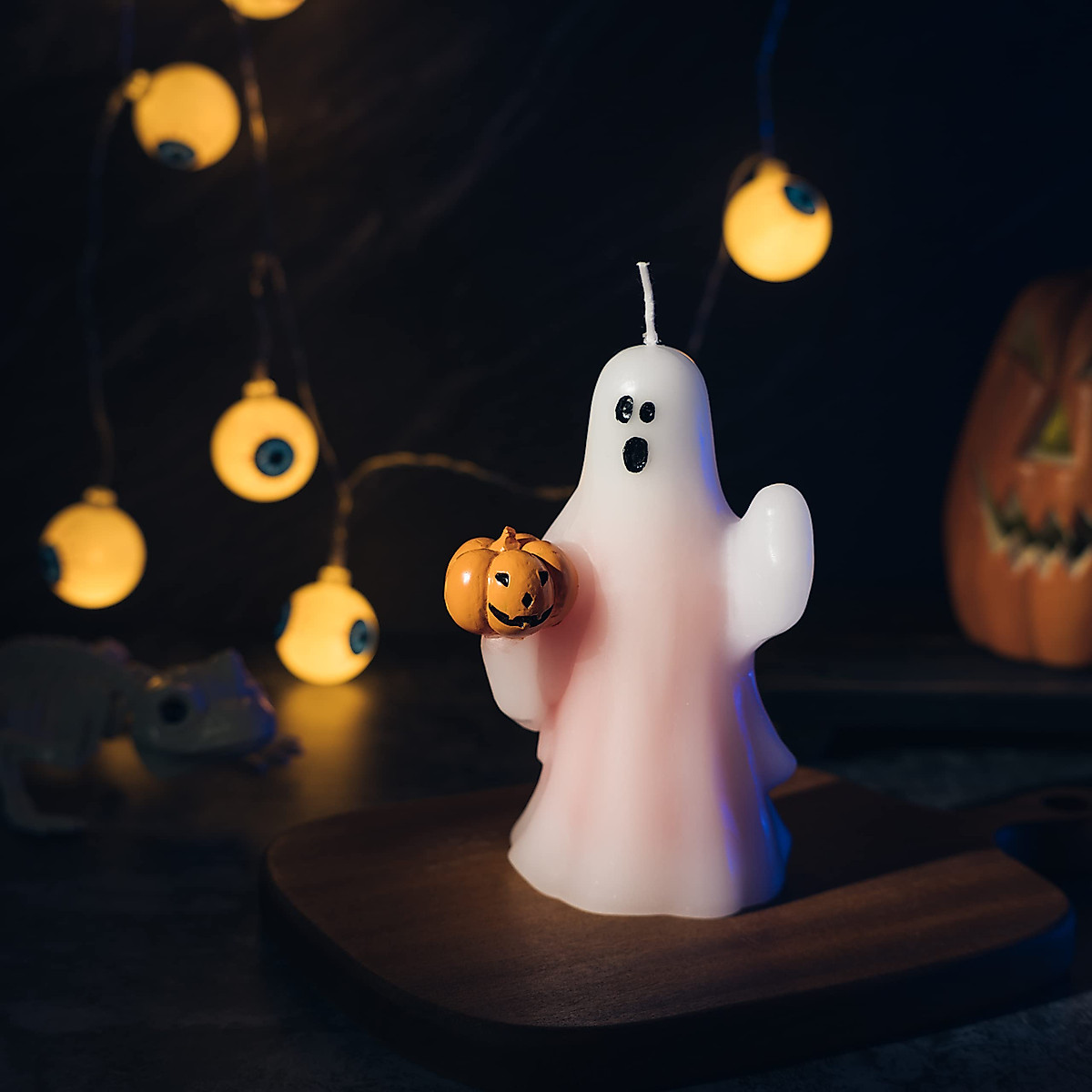 GUTE Ghost Skeleton Blood Candles - Bleeding Dripping Red Wax, Skeleton Skull Candle, Magic Skulls Gothic Spooky Candlestick Spooky Ghost Bar Decoration, Bleeding Candle (Ghost 1 Piece)