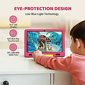 Cheerjoy Kids Tablet 10 inch, Android 12 Tablet for Kids with Parent Control, Kidoz Pre-Installed, 2GB+32GB, 6000mAh Dual Camera WiFi Bluetooth Tablet, Children Tablet with Shock-Proof Case (Pink)