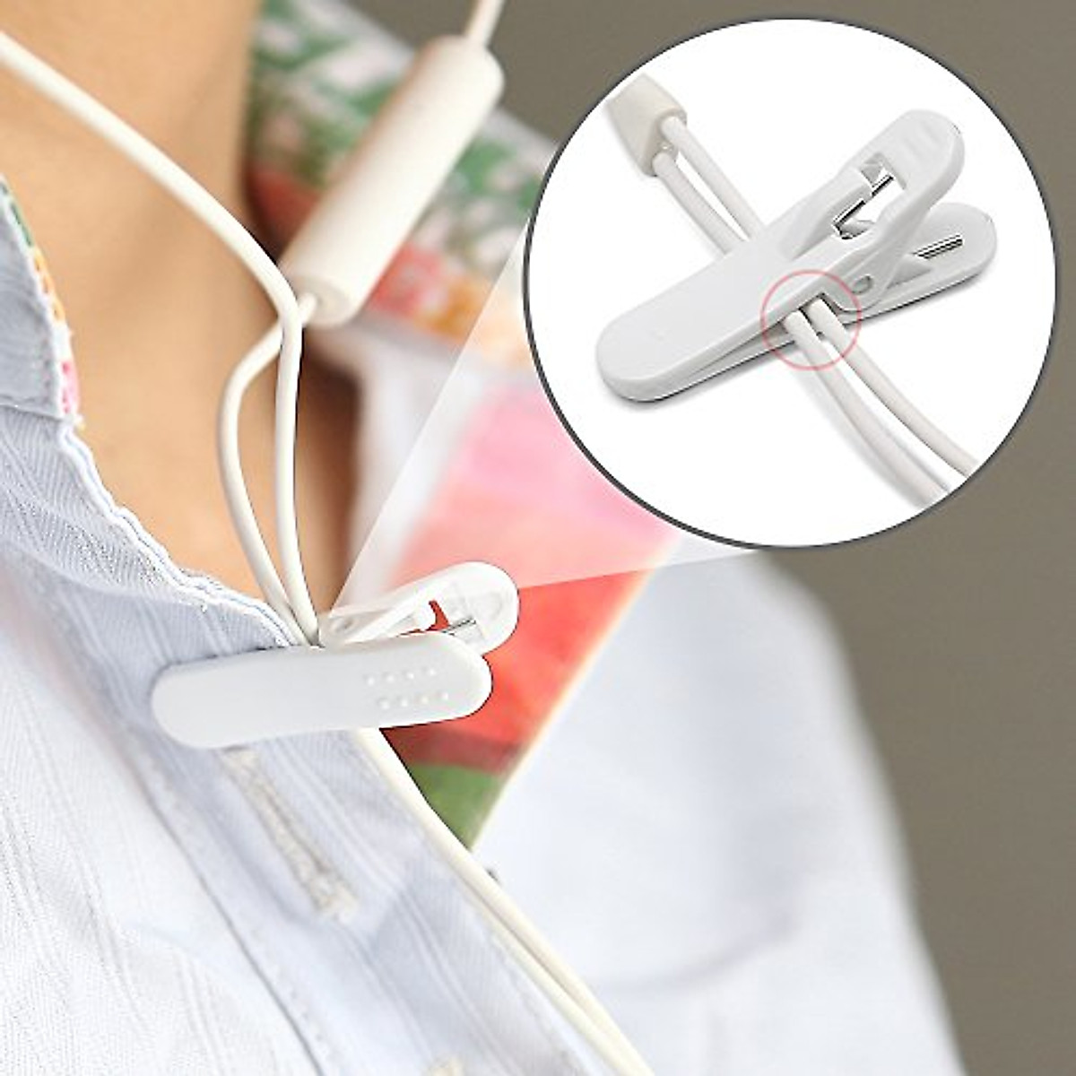 iMangoo 10 Pack Small Headphones Wire Clips to Keep Earphone/Microphone Cord in Place for Fitting Running Hiking Exercising Headset Cable Fixing Holder Headphone Mount Cable Clothing Clip White Black