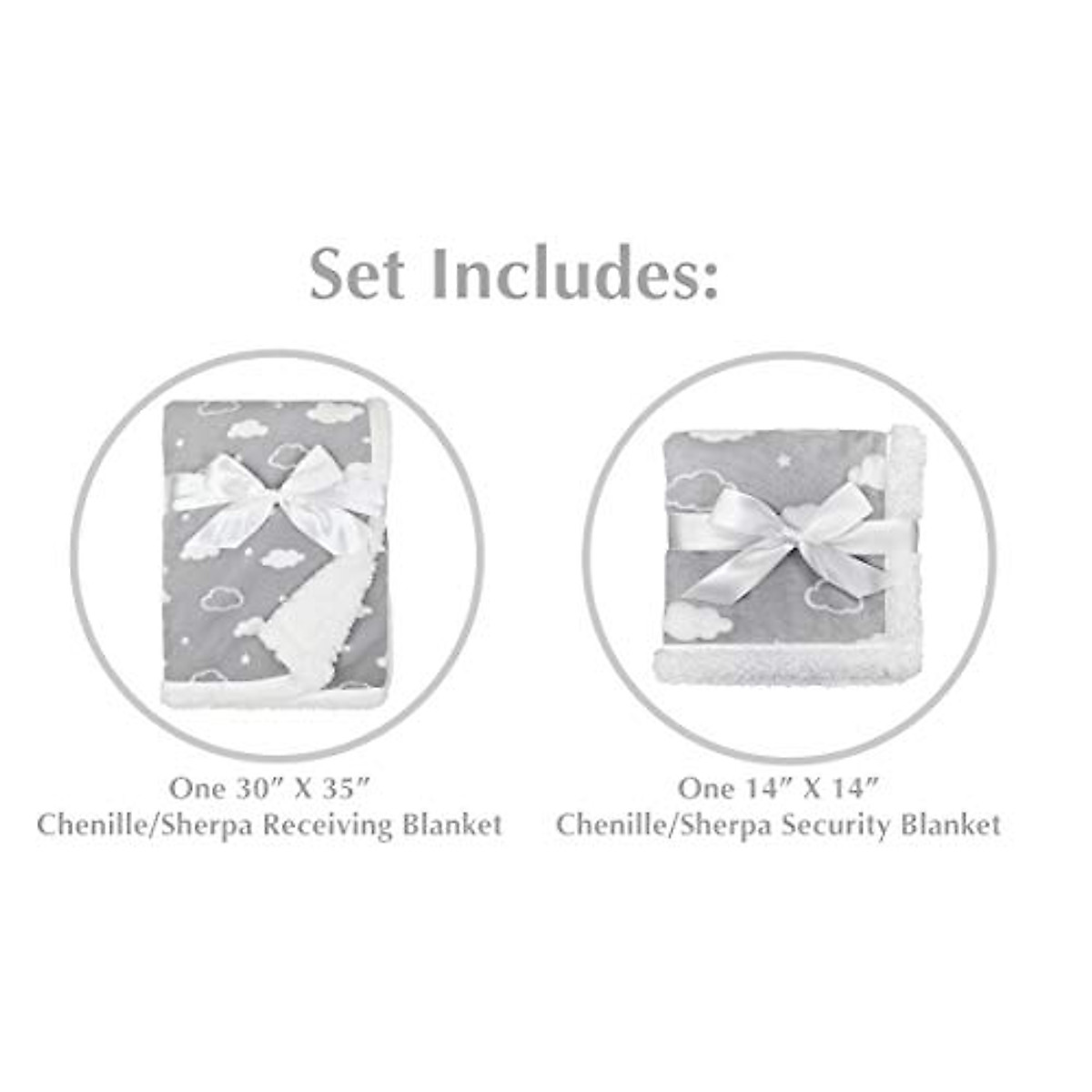 American Baby Company Heavenly Soft Chenille Sherpa Blanket Set, 3D Gray Cloud, for Boys & Girls