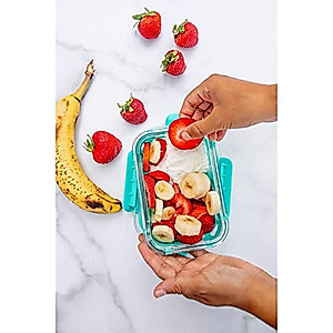 Ello Duraglass Meal Prep Container, 1.75 cup- Glass Food Storage Container with Silicone Sleeve and Airtight BPA-Free Plastic Lid, Dishwasher, Microwave, and Freezer Safe, Aquavia