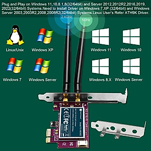 FebSmart Wireless N 600Mbps Dual Band PCIE WiFi Adapter for Windows 11, 10, 8.x, 7, XP (32/64bit) and Windows Server Desktop PCs, 2.4GHz 300Mbps or 5GHz 300Mbps PCIE WiFi Card (FS-N600BT)