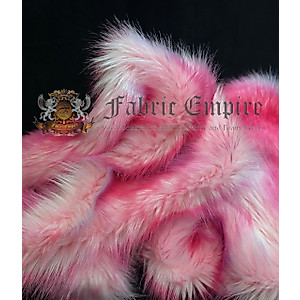 Faux Fur Fabric Shaggy 1.5inch Long Soft Plush (Rainbow Pink Wave) 58" Wide Sold by The Continuous Yard - DIY Projects, Craft Supply, Costume, Decoration, Upholstery, Fur Suits, Furry Paws and Tails
