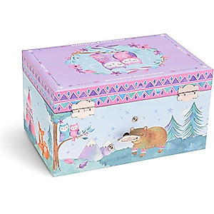Jewelkeeper Girl's Musical Jewelry Storage Box Pullout Drawer, Woodland Owls Design, Twinkle Twinkle Little Star Tune