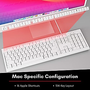 Macally Full Size USB Wired Mac Keyboard and Mouse Combo - Compatible Ergonomic Apple Keyboard and Mouse with Mac Shortcuts and Number Keypad for Mac Mini Pro, iMac Computer, MacBook Pro Air Laptops