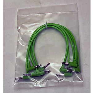 Starving Students Music Supplies Luigis Modular M-PAR Right Angled Eurorack Patch Cables - Package of 5 Green Cables, 8" (20 cm)