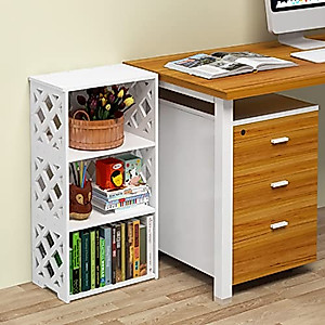 Rerii Bookcase, 4 Tier Kids Small Bookshelf 3 Shelf, Book Organizer Storage Open Shelf Rack, Display Shelves for Bedroom Living Room Bathroom Office, White