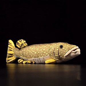 ZHONGXIN MADE Simulation Northern Pike Stuffed Plush Toy- 18.5inch Lifelike Depth Ocean Animals Pike Plushie Toys Figur, Super Soft Plush Dolls for Kids Stuffed Model Educational Toys, Gifts for Kids