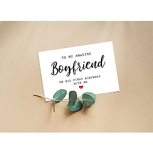 Emily gift Birthday Card For Boyfriend - First Birthday Together - Happy Birthday Card For Boyfriend - To My Amazing Boyfriend On His Birthday Card