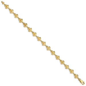 IceCarats 14K Yellow Gold Sea Turtle Chain Charm Bracelet