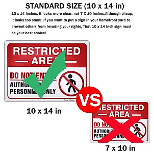 No Access Sign,Restricted Area Sign,Authorized Personnel Only,10x14 Inch Rust Free Aluminum, UV Ink Printing,Indoor or Outdoor Use for Home and Business(2-Pack)