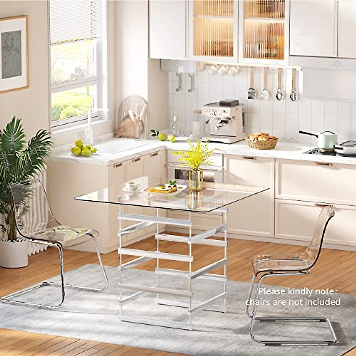 ACME Nadie Counter Height Table - 72590 - Chrome & Clear Glass