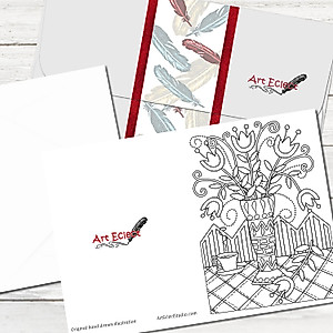 Art Eclect Adult Coloring Greeting Cards for Birthdays, Thank You Note Cards and Sympathy Cards (10 Cards With 10 Different Unique Designs and 10 White Envelopes, Set Garden/White)