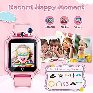 Kids Smart Watches Girls Gifts Age 3-12, Smart Watch for Kids with Camera Video Music Player 14 Games Alarm Calculator Gift Toys 4-8 for Girls Ages 5 6 7 8 9 10 (Pink)