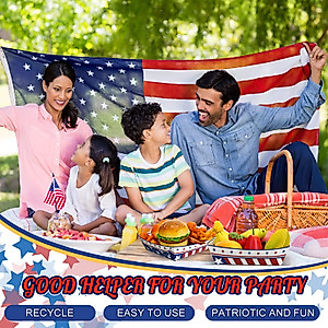 Sieral American Flag Paper Food Tray Independence Day Dinnerware Party Decorations Red White and Blue Paper Hot Dog Trays Patriotic Theme Candy Food Serving Trays for 4 of July Supplies (100 Pcs)