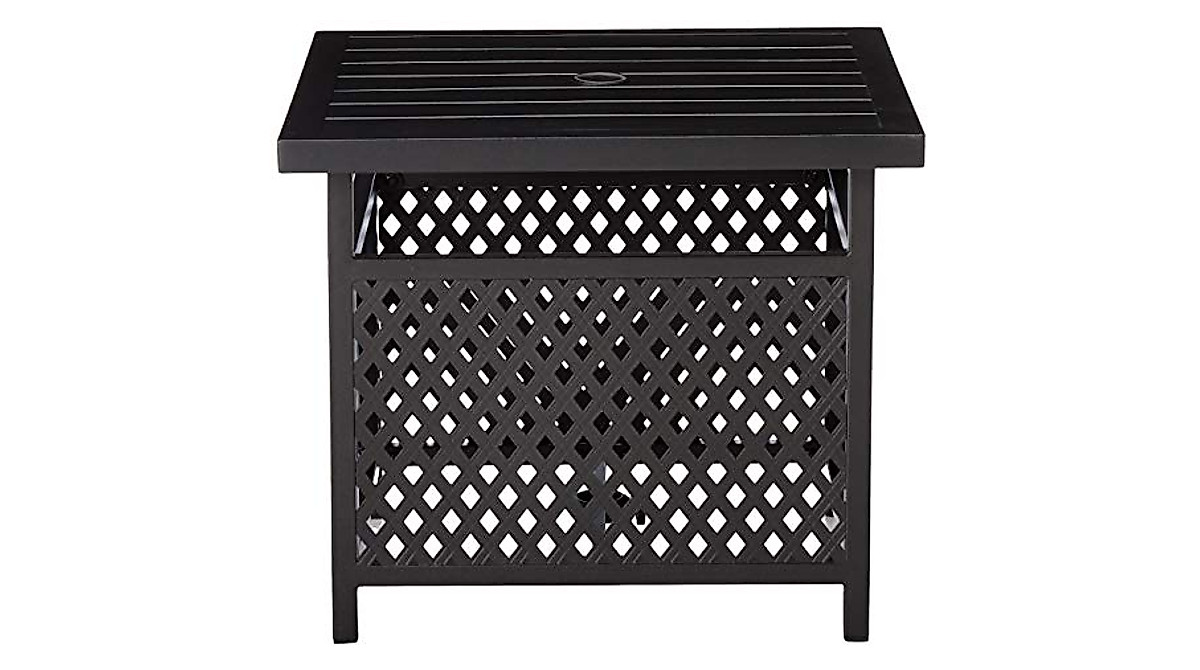 LOKATSE HOME Patio Umbrella Table Stand - Durable Outdoor Table in Black