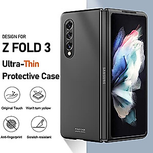 BSNRM MOSIKE Slim Designed for Galaxy Z Fold 3 Case, Ultra-Thin Hard PC Shockproof Anti-Scratch Bumper Case for Galaxy Z Fold 3 5G 2021 (Black), (FZ-Z Fold 3 PYK-Black)