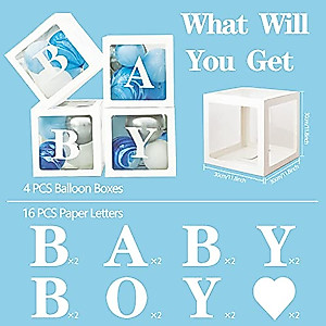 Baby Shower Decoration For Boy Blue Balloons and It's A Boy Themes Party Supplies Boxes Banner Silver Background