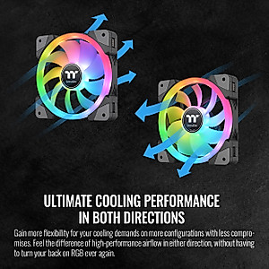 Thermaltake SWAFAN EX 12 RGB PC Desktop Cooling Fan, 3 Pack, 500-2000 RPM, Magnetic Connection, Reversable Blades, Controller Included, CL-F143-PL12SW-A,Black, 120mm