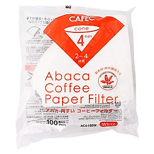 CAFEC 100-Pack Cone-shaped V60 02 Style Universal 1 to 4 Cup Disposable Pour-Over Drip Coffee Paper Filter made of Eco-Friendly Refined Virgin Pulp for Better Tasting Brewing Pour Over Dripper (White)