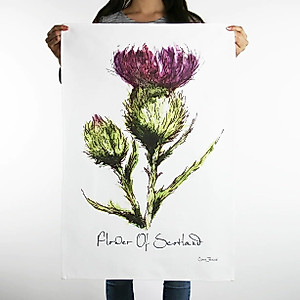 Clare Baird Creations Flower of Scotland Tea Towel in a Scottish Thistle Design