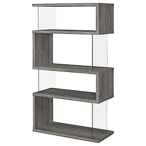 Coaster Home Furnishings Emelle 4-Shelf Bookcase with Glass Panels Grey Driftwood
