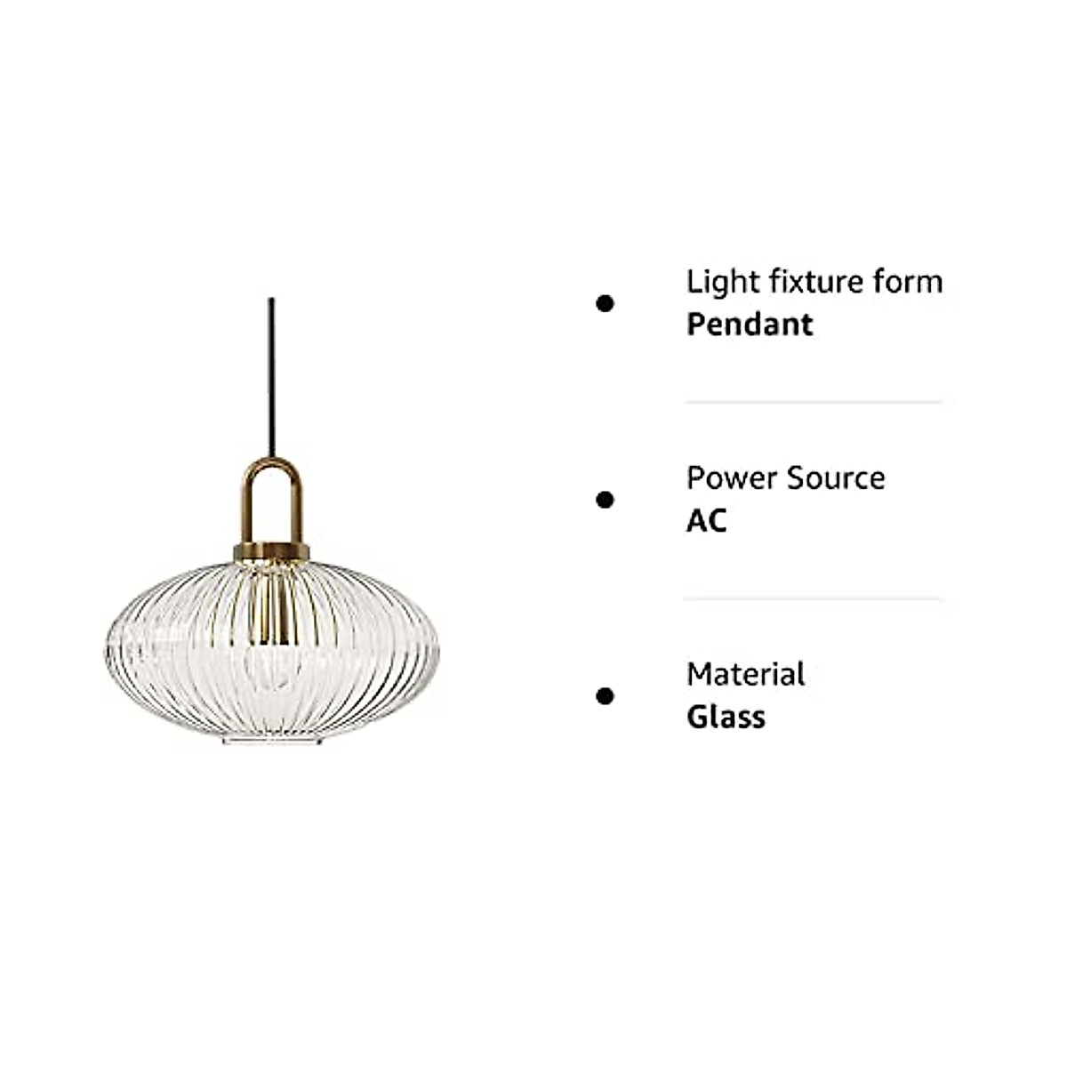 Debbte Industrial Vintage Pendant Lighting with Ribbed Glass Lamp Shade and Bronze Finish, Modern Retro Ceiling Light Hanging Lamp for Bedside Dining Table Kitchen Island (Transparent, 11.8")