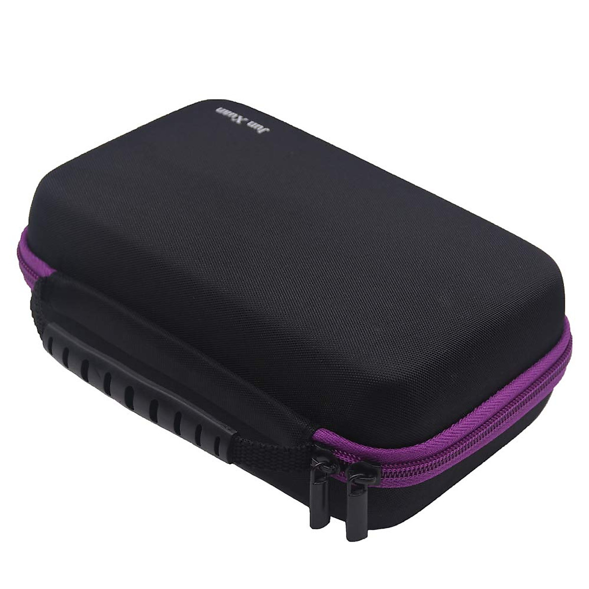 Jun Xuan New 3DS XL and 2DS XL Carrying Case - Fits Wall Charger - 16 Game Card Storage Holders, Hard Shell and Accessories Pocket - Black/Purple