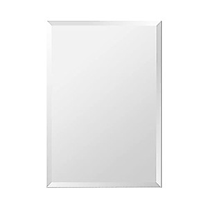 Rectangular Bathroom Wall Mirror 30" x 40" with Safety Backing | Mounted Hooks | Stylish 1" Beveled Silver Vanity Mirror by Fab Glass and Mirror