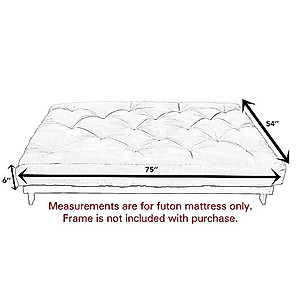 Trupedic Poly Solid Futon Mattress, 6-inch, Black