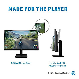 HP 27-inch Curved 165Hz FHD Gaming Monitor, Eyesafe (X27c, Black)