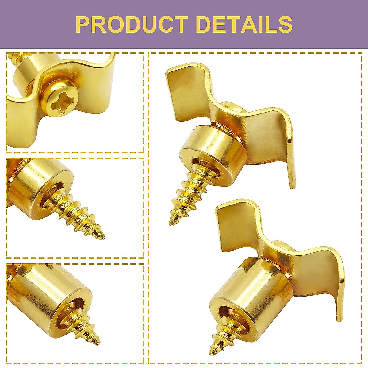 LifCratms 4Pack Guitar String Trees, Gold String Retainer Guides Compatible with Tele Guitar Stratocaster Strat with Mounting Screws