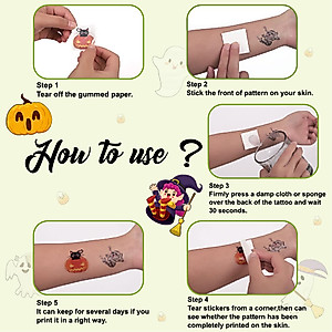 288PCS Assorted Halloween Tattoos for Kids Party Favors - Temporary Tattoo for Goody Bags Fillers Trick Or Treat Gifts - Includes Pumpkin/Skull/Ghost/Monster