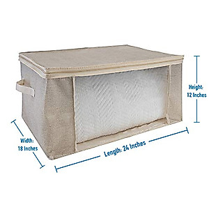 Simplify Non-Woven Breathable Jumbo Closet Storage Bag, Blocks Dust and Odors, Good for Blankets, Linens, Off Season Items, Clothing, Toys & More, 2 Pack, Beige