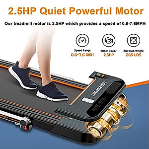 LSRZSPORT Under Desk Treadmill, 2 in 1 Folding Treadmills for Home Portable Compact 2.5HP Walking Pad Treadmill Under Desk Running Machine with Remote Control Speaker,Easy to Fold