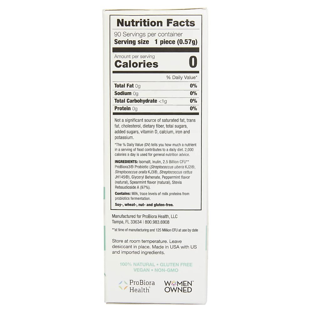 ProBiora Professional Strength Oral Probiotics for Teeth and Gums | Dental Probiotic for Oral Health | Bad Breath Treatment for Adults | Tooth Whitening | ProBiora3 Probiotic Blend | 90 Mint Tablets