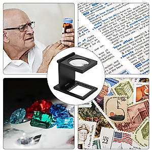 10X 28mm Mini Three-Folding Magnifier Zinc Alloy Pocket Magnifier Magnifying Glass with Scale for Textile Optical Jewelry Tool Pack of 5